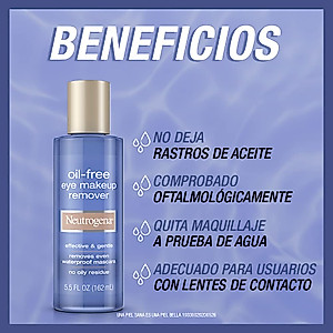 Neutrogena Oil-Free Liquid Eye Makeup Remover, Residue-Free, Non-Greasy, Gentle & Skin-Soothing Makeup Remover Solution with Aloe & Cucumber Extract for Waterproof Mascara, 5.5 fl. oz