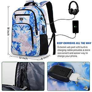 Paude Backpack for Teens,School Backpack Bookbag with USB for High School Work Office Business