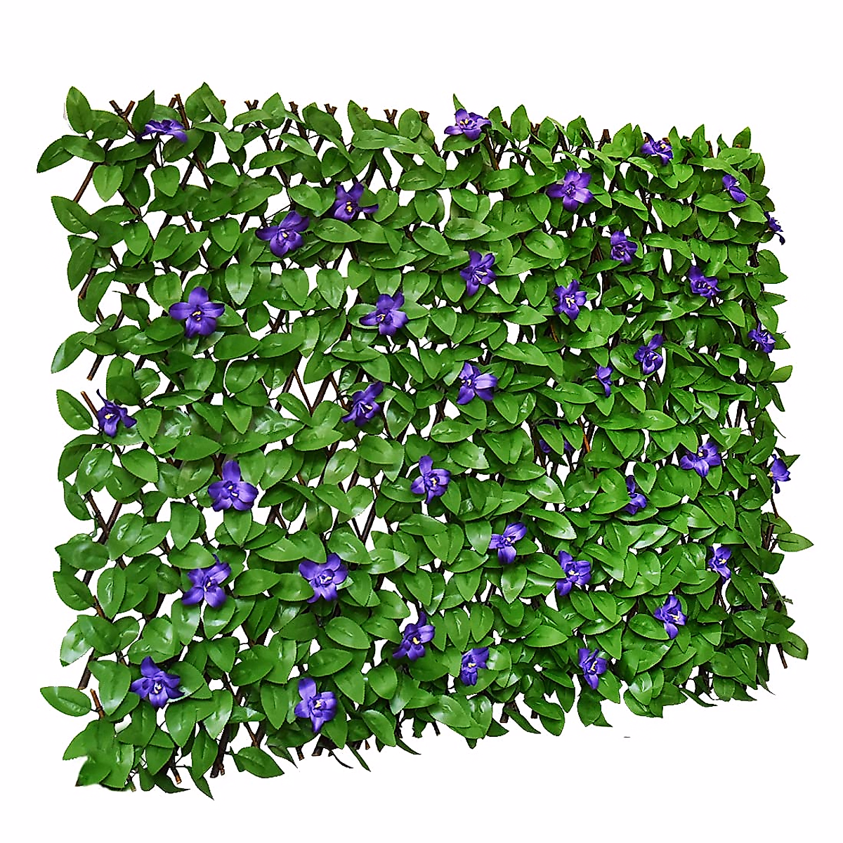 Sumery Expandable Fence Privacy Screen for Balcony Patio Outdoor,Decorative Faux Ivy Fencing Panel,Artificial Hedges (Single Sided Leaves) (2, Green Flowers)