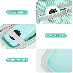 Canboc Hard Case for Phomemo D30 D35/Memoking D30/NIIMBOT D11 Label Maker, Portable Thermal Bluetooth Mini Label Printer Storage Bag, Mesh Bag fit Label Paper Tape Cable, Mint Green