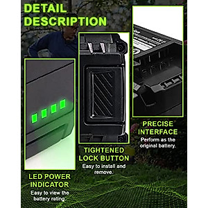GERIT BATT OP4026 6000mAh Replacement Battery Compatible with Ryobi 40V Lithium Battery OP4026A OP4050A OP40601 OP4040 OP4030 OP4050 OP4015 OP40261 OP40201 OP40301 OP40401 Cordless Power Tools(Green)