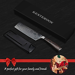 KENTROON Nakiri Knife, 7" Vegetable Knife Asian Usuba Knife,Fruits, meat, vegetable Multipurpose Japanese Nakiri Knife with High Carbon Steel Chef Knife Gift box for Chef,home cook