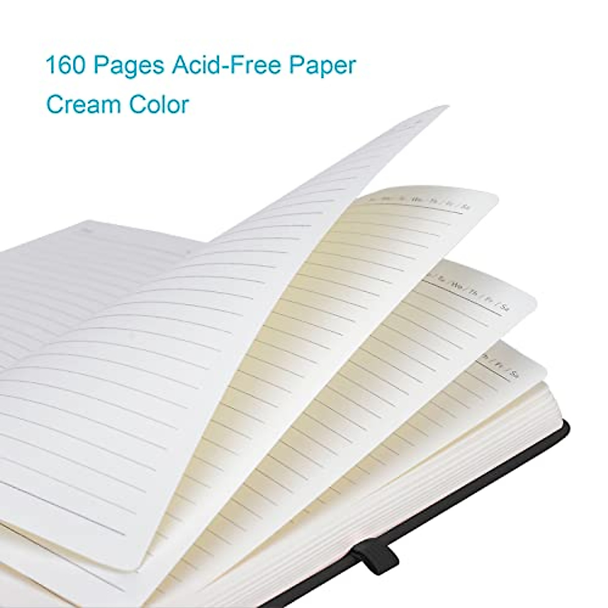 Leepie Lined Journal Notebook For Writing, Colleage Ruled Notebook 8.5 inches x 5.25 inches, 100GSM Thick Paper 160 Pages, A5 Hardcover Notebook Journal (Black Without Pen)