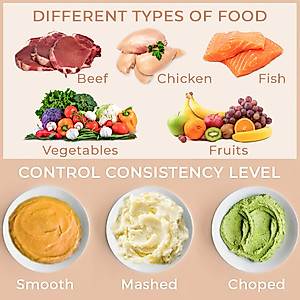 Baby Food Maker Chopper Grinder - Mills and Steamer 8 in 1 Processor for Toddlers - Steam, Blend, Chop, Disinfect, Clean, 20 Oz Tritan Stirring Cup, Touch Control Panel, Auto Shut-Off, 110V Only