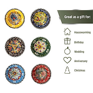 Bascuda® Small Ceramic Bowls Set of 6 with Gift Box - Snack Bowls for Tapas, Dessert, Nuts, Olive, Soy Sauce Dish, Dip - Colourful Decorative Moroccan Spanish Mexican - Decorative Bowl - 3.14 Inches