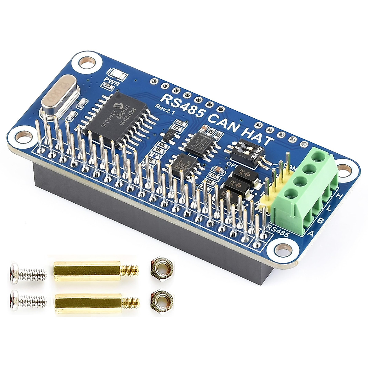 for Raspberry Pi,RS485 CAN HAT for Pi 4B/3B+/3B/2B/B+/A+/Zero/Zero W/WH/ 2W/2WH,RS485 CAN HAT Long-Distance Communication via RS485/CAN Functions MCP2515 CAN Controller SPI Interface