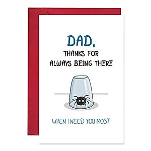 Ogeby Funny Father’s Day Card for Dad, Cute Spider Birthday Card from Daughter Son, Dad Thanks for Always Being There