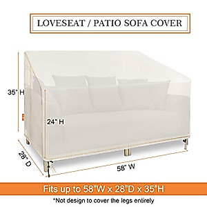 ZEJUN Outdoor Sofa Cover Waterproof, 600D Patio Couch Cover, 58" L x 28" D x 35" H, UV Resistant, Anti-fad, Dustproof Loveseat Sofa Cover for Patio Furniture, Porch loveseat, Lawn Bench Chairs