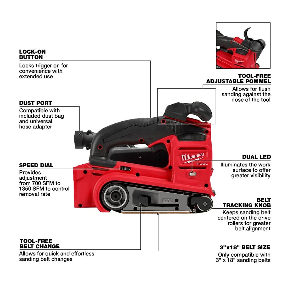 Milwaukee M18 FUEL 3-in. x 18-in. Cordless Belt Sander
