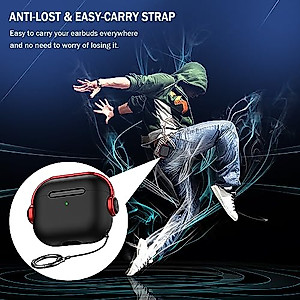 R-fun Airpods 3rd Generation Case with Secure Lock, Music Headset Earphone Protective Case Cover with Cleaning Kit Compatible with Apple Airpods 3 2021 Charging case-Black & Red