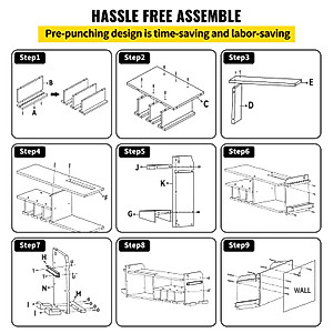 VEVOR Power Tool Organizer, Wall Mount Drill Holder, 4 Drill Hanging Slots Drill Charging Station, 3-Shelf Cordless Drill Storage, Polished Wooden Toolbox for Saw, Impact Wrench, Screwdriver Drill