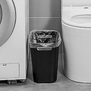 UUJOLY Plastic Small Trash Can Wastebasket, Garbage Container Basket for Bathrooms, Laundry Room, Kitchens, Offices, Kids Rooms, Dorms, 3.5 Gallon, Black