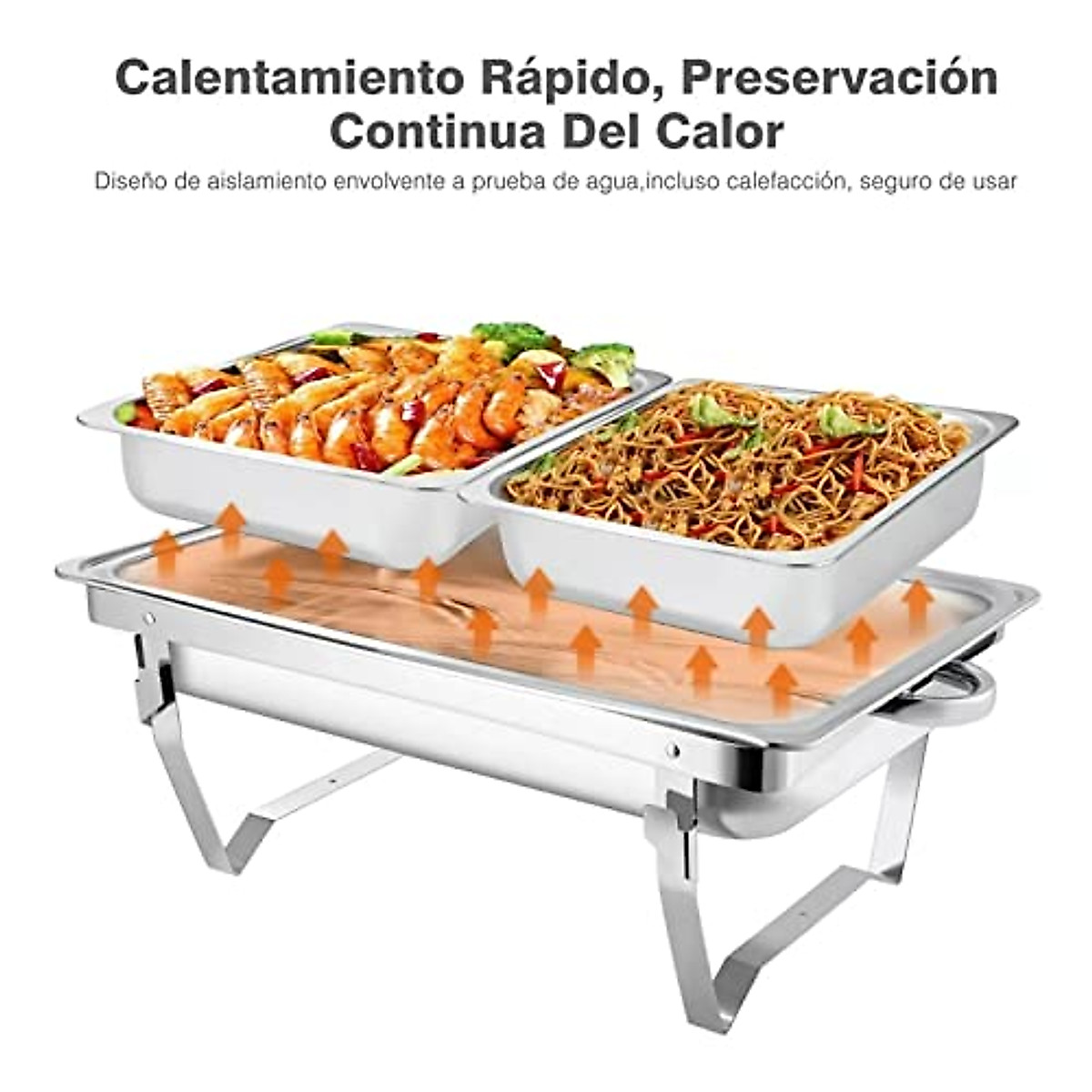 Buffet Warmer Server 2 Tray Chafing Dish Buffet Set Stainless Steel Food Warmer for Hotel Restaurant Parties Wedding Banquet Events