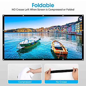 Frocopo 100 inch Projection Screens, Double Sided Washable Outdoor Projection Screen, 16:9 Foldable Anti-Crease Portable Projector Movies Screens for Camping Party, Home Theater, Office