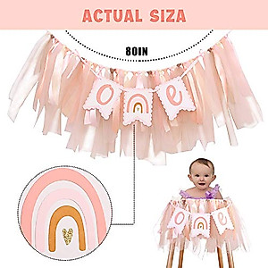 Bohemian 1st Birthday Banner - Bohemian Rainbow High Chair Banner, First Birthday High Chair Bunting Decoration, Silent and Neutral Modern Girl, Smash Cake Props, Photographer Photo Props.