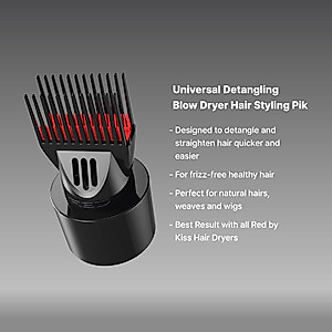 Red by Kiss Universal Detangling Blow Dryer Hair Styling Pik – Compatible with all Hair Dryers