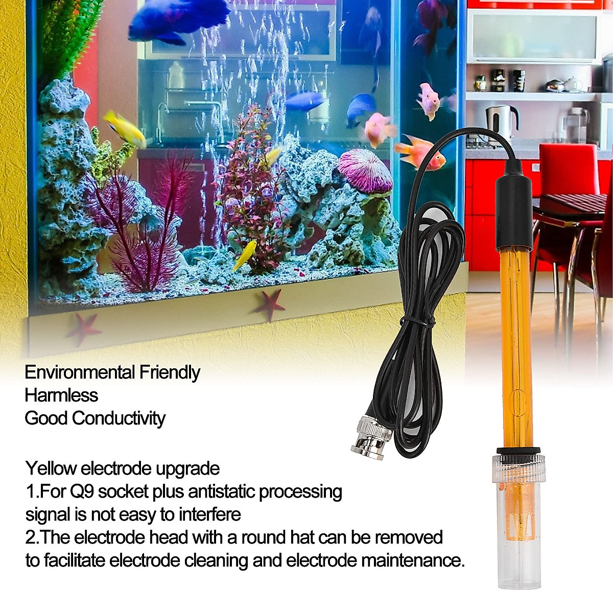 Electrode Probe, 1999mV ORP Replacement Prob, Good Electrical Conductivity, Suitable for ORP Instruments Controllers with BNC Connectors.