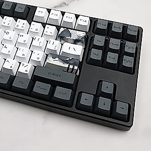 MOLGRIA Ink Lotus Keycaps, 140 Set Custom Keycaps for Gaming Keyboard, PBT OEM Profile Dye Sublimation Keycaps ANSI/ISO Layout with Japanese Font for Gateron Kailh Cherry MX 104/87/74/61 60 Keyboard