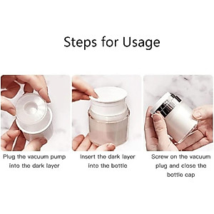 3 Pcs Cream Jar Vacuum Bottle, 15/30/50ml Airless Pump Jar Empty Cosmetic Container, Portable Refillable Push Down Pump Dispenser, Leak-Proof Makeup Creams Travel Container (A-15ML)