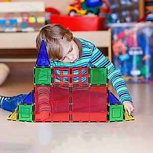 Desire Deluxe Magnetic Tiles Building Blocks Construction Toys for Boys & Girls 47pc – STEM Learning Educational, Kids Age 3 4 5 6 7 8 Year Old Gift