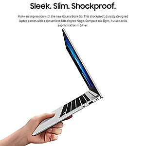 Samsung Galaxy Book Go 5G Laptop (256GB, 8GB RAM, Wi-Fi + 5G / 4G LTE) 14.0" Snapdragon 8cx Gen 2, GSM Unlocked Windows 11 Cellular Notebook w/ 180-Degree Hinge (Silver) (Renewed)