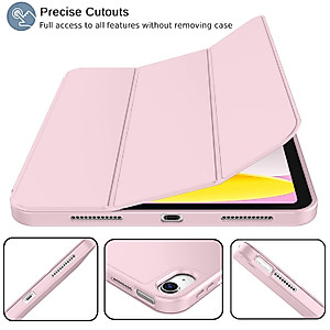 iMieet New iPad 10th Generation Case 2022 10.9 Inch with Pencil Holder, Trifold Stand Smart Case with Soft TPU Back,Auto Wake/Sleep(Pink)