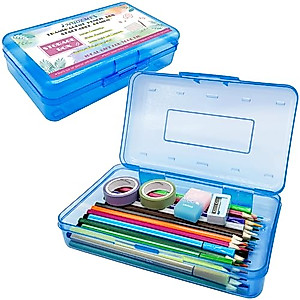 Nuozme Plastic Translucent Pencil Box,Pencil Cases with Snap-Tight Lid for Pens, Pencils, School Supplies,Office Supplies, 1 Pack