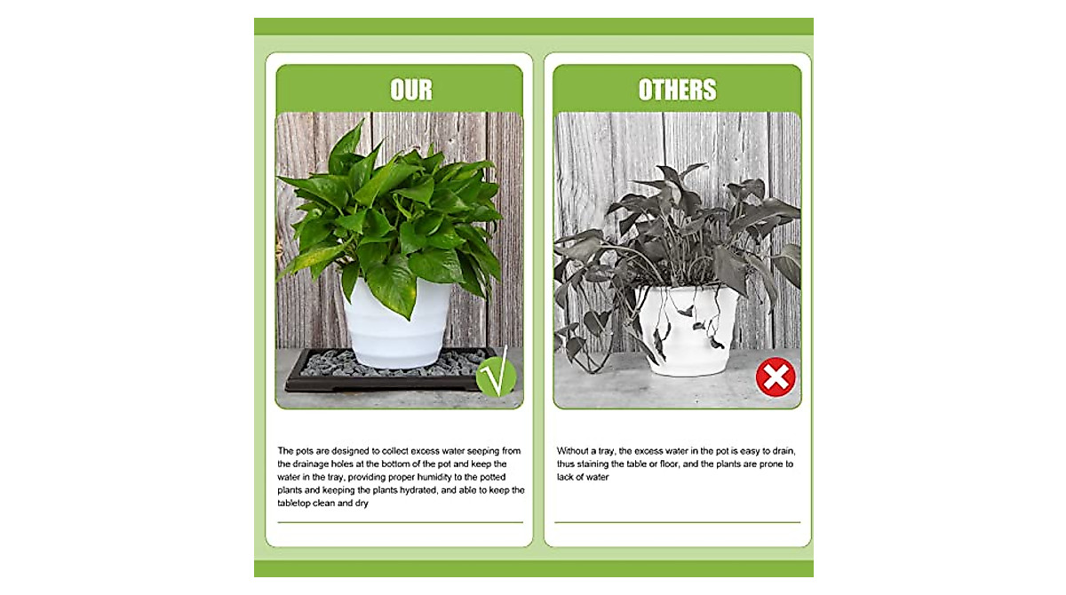 2 Pack Bonsai Humidity Tray 9 Inch Drip Tray Rectangular Plastic Plant ...