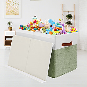 Large Toy Box Chest Storage Bins for Girls, Toys Organizers Storage Boxes Basket with Sturdy Handles for Nursery, Playroom, Closet, Bedroom