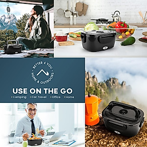 Better 4 You Electric Lunch Box – Food Heater Plug-In Lunch Box to Heat Lunch – Portable Food Warmer Car Lunch Box Warmer – Portable Electric Heating Lunch Box for Work 110V/12V – Black