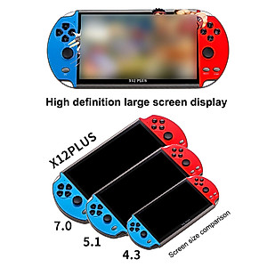 Domary X12 Plus Integrated 7 Inch Video Game Console for 1000 Games 16GB Portable Dual Joystick Game Controller Spupport AV Output TF Card Music E-book