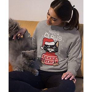 Tstars Santa Claws Sweatshirt Women Teen Girls Cat Ugly Christmas Sweater Style Medium Gray