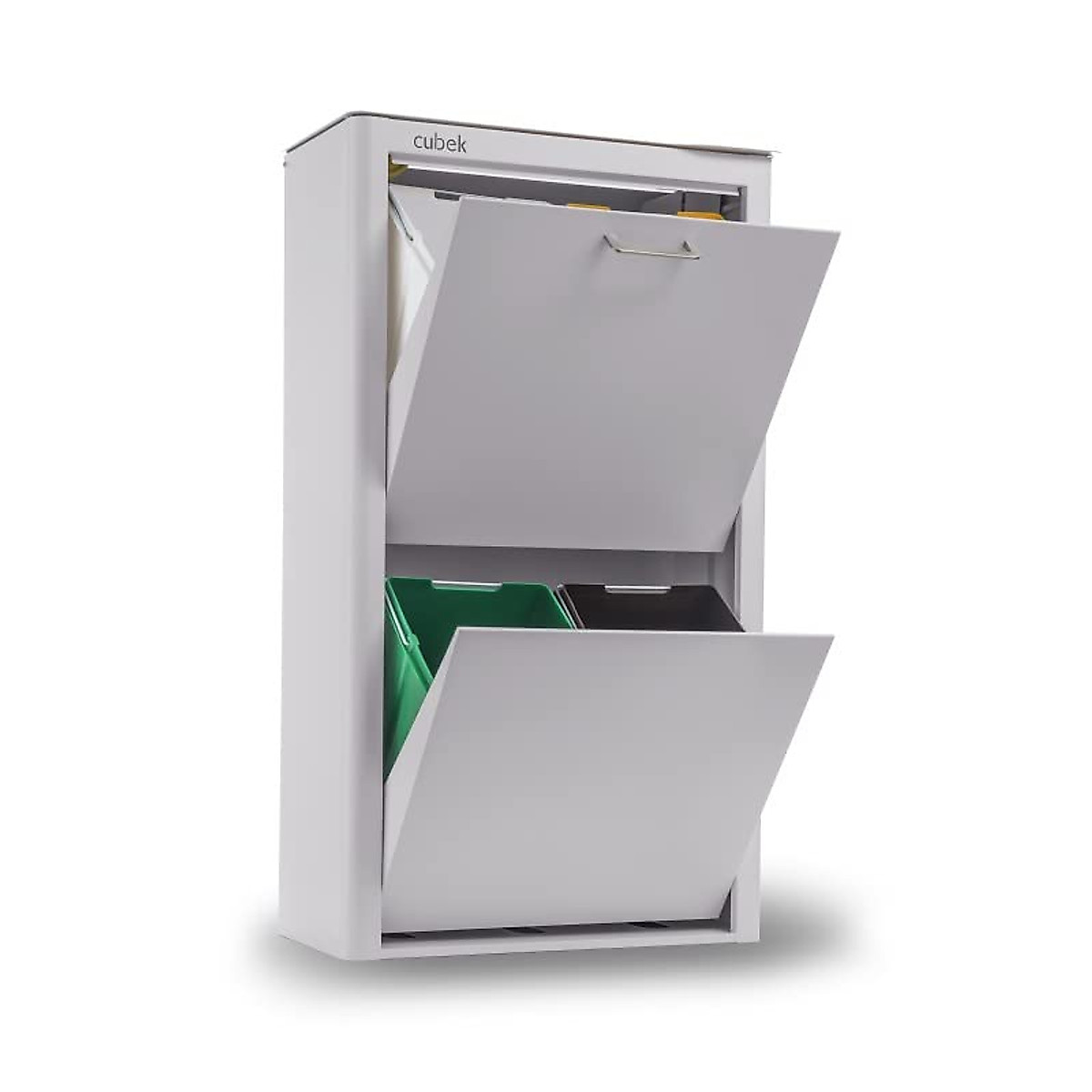 DON HIERRO - Cubek | Trash Can with Recycling Bin Combo | 20 Gallon Trash Bin | Multi Composting Bin Indoor Compost | Modern Trash Can for Home, Kitchen, Office Color Coded Bins Made in Spain