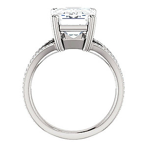 Kiara Gems 5 CT Emerald Moissanite Engagement Ring Wedding Eternity Band Vintage Solitaire Antique 4-Prong -Setting Setting Silver Jewelry Anniversary Promise Vintage Ring Gift For Her (7.5)