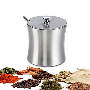 Fladess New Hot Stainless Steel Salt Pepper Bottle Cruet Condiment Sugar Jar Sugar Bowl Kitchen Tool with Spoon