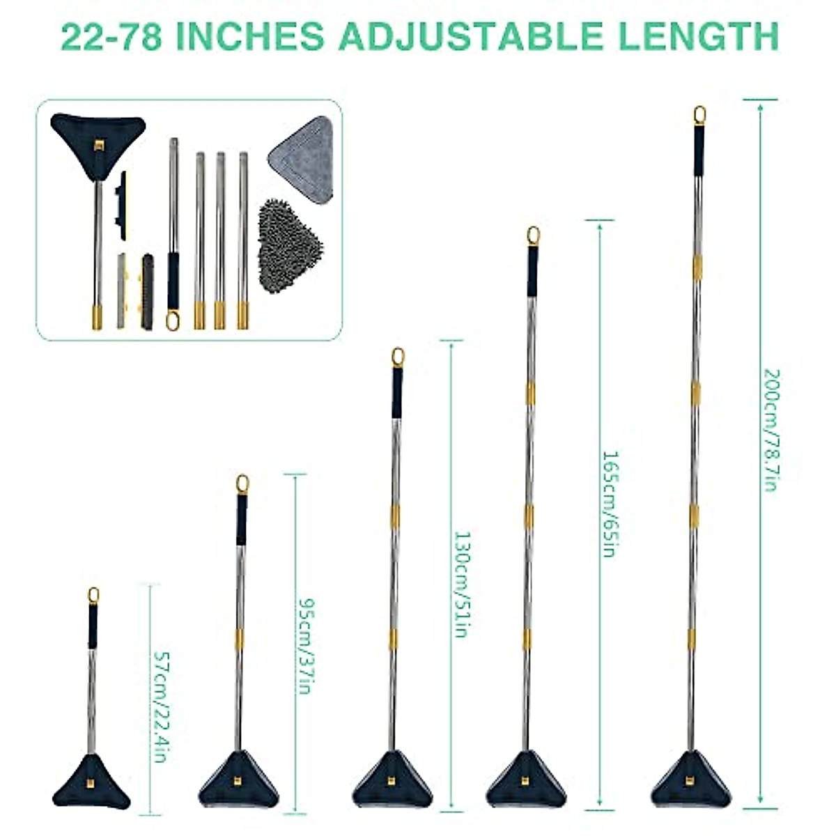 Wall Mop Wall Cleaner with Long Handle, Baseboard Duster Scrubber, Ceiling Wall Cleaner Mop, Wall Mop Triangle Rotatable Cleaning Mop for Floor, Ceiling and Wall (Blue)