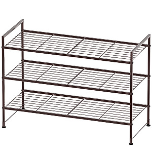 Simple Houseware 3-Tier Stackable Shoes Rack Storage Shelf, Bronze