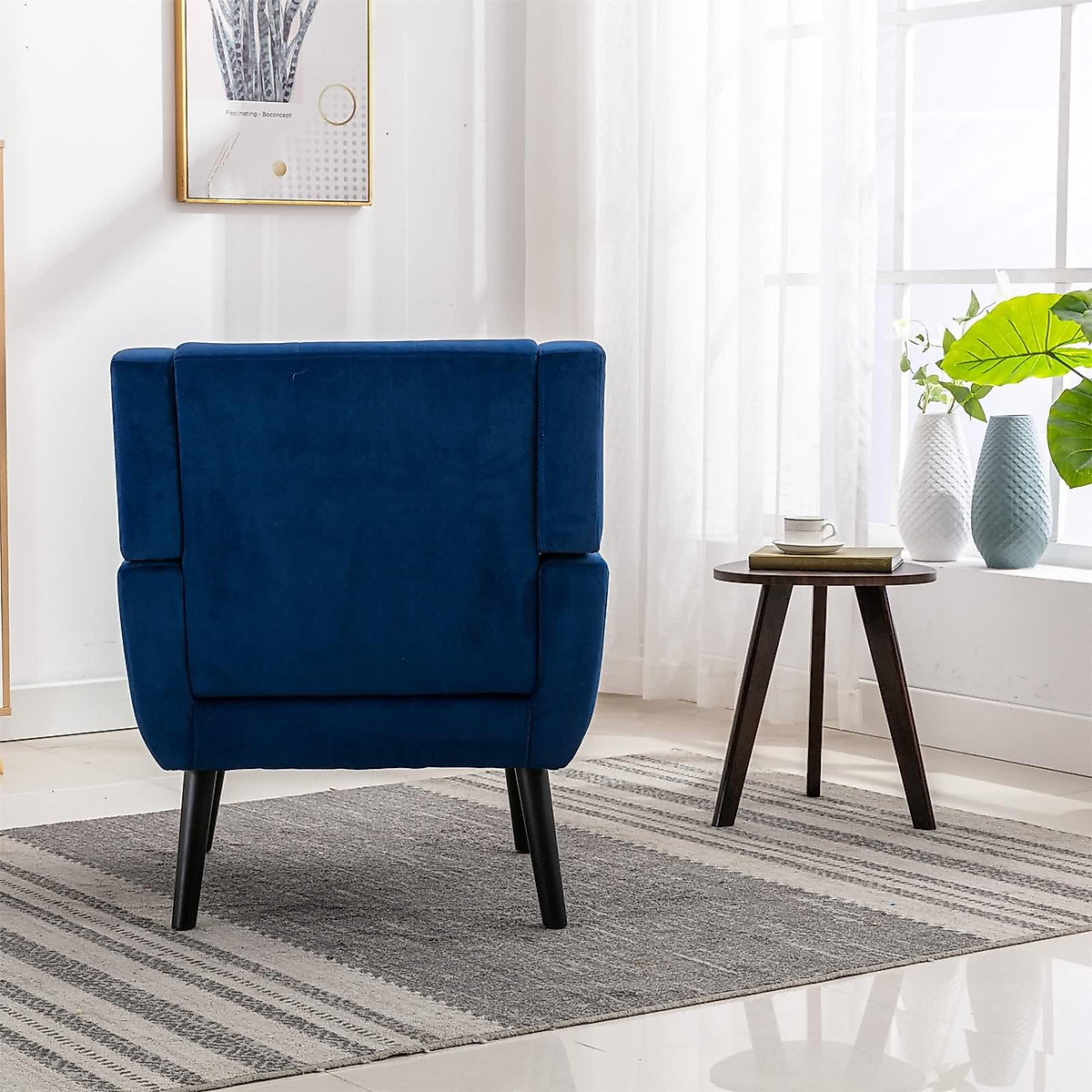 Armchair Blue, Accent Chairs for Living Room Upholstered Comfy Modern Home Furniture 29.53" L X 29.92" W X 34.25" H