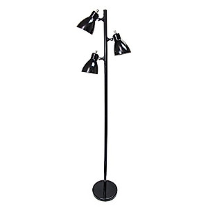 Simple Designs LF2007-BLK Metal 3 Light Tree Floor Lamp, Black