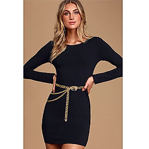 DTWAWA Gold Chain Belts for Womens Dresses Multi Layer Waist Chain Body Belly for Her, 35.4IN