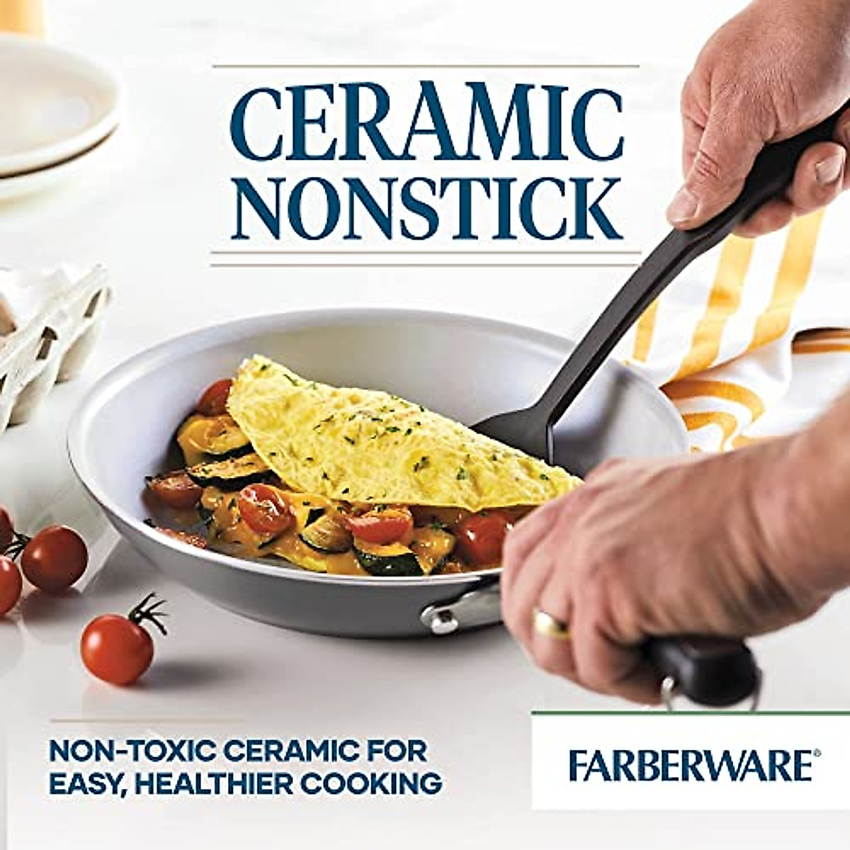 Farberware EcoAdvantage Ceramic Nonstick Cookware/Pots and Pans Set, 13 Piece - Gray