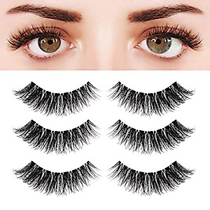 Eyelashes Natural Look False Lashes - Bepholan Fake Eyelashes 5D Super Fluffy False Eyelashes Clear Band Wispy Lashes 3-Pack Faux Mink Lashes(XMZ92)