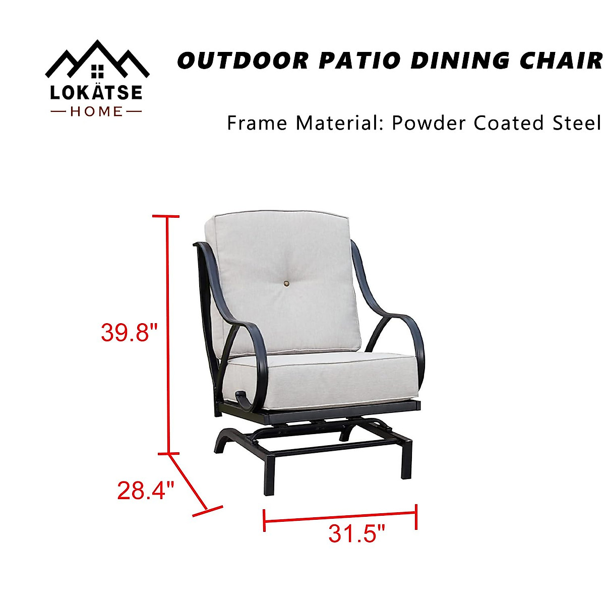 LOKATSE HOME 2 Piece Patio Outdoor Dining Chair Bistro Conversation Set Metal Frame Furniture with Cushion, Beige