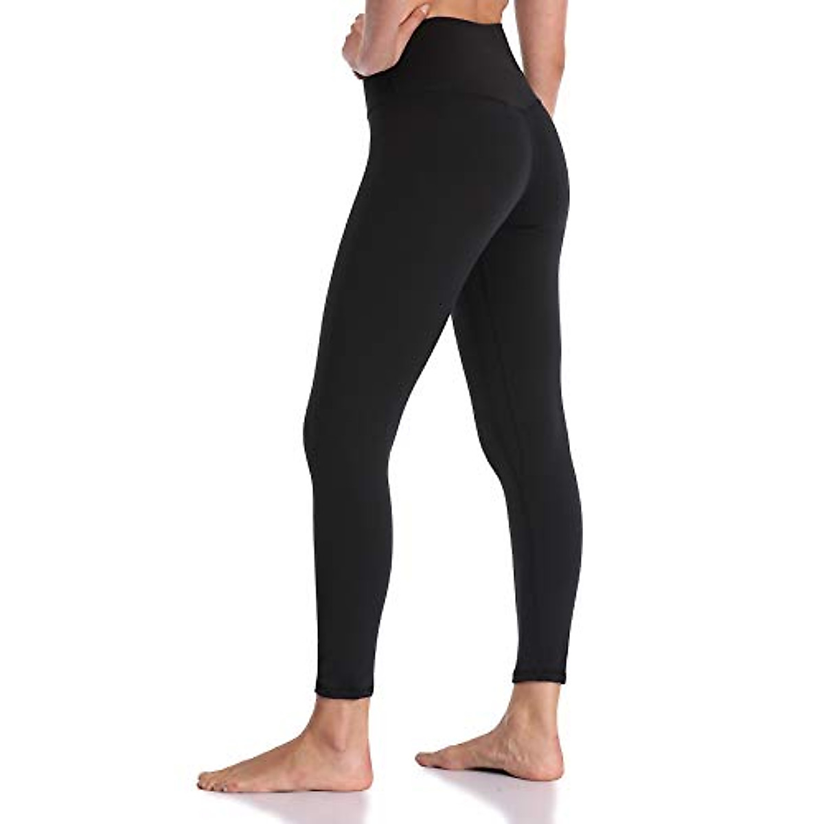 YUNOGA Women's Soft High Waisted Yoga Pants Tummy Control Ankle Length Leggings (XL, Black)