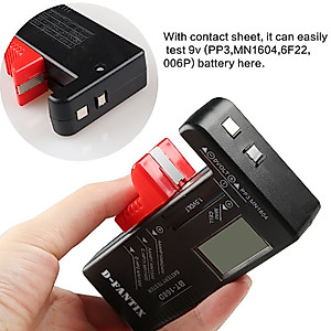 D-FantiX Digital Battery Tester, Universal Battery Checker Household Battery Testers for AAA AA C D 9V 1.5V Small Batteries Button Cell (Model: BT-168D)