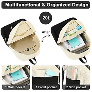 School Backpack for Teens Large Corduroy Bookbag Lightweight 17 inch Laptop Bag for Girls Boys Casual High School College