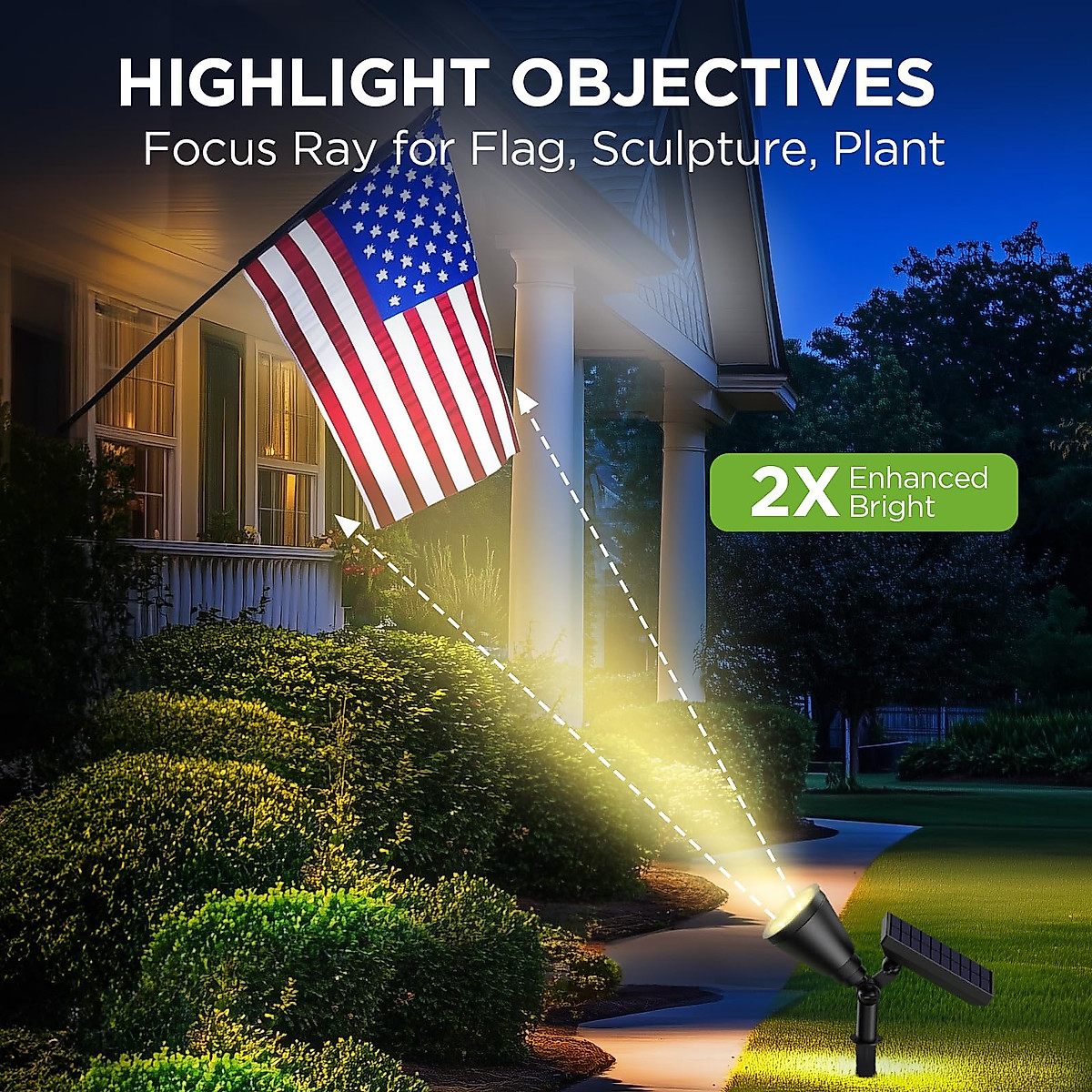 InnoGear Solar Lights Outdoor Waterproof Solar Garden Light for Outside Yard Landscape Lighting Pathway Spot Lights Spotlight Wall Light Auto On/Off, Pack of 2 (Warm White)