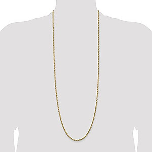 Avariah Solid 14K Yellow Gold 3mm Diamond-cut Rope with Lobster Lock Chain - 36"