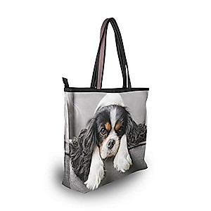 My Daily Women Tote Shoulder Bag Cavalier King Charles Spaniel Dog Handbag Medium