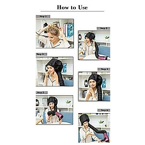 Bonnet Hood Hair Dryer Attachment - Adjustable Extra Large Dryer Bonnet System for Hand Held Hair Dryer with Stretchable Grip and Extended Hose Length (Machine Washable)